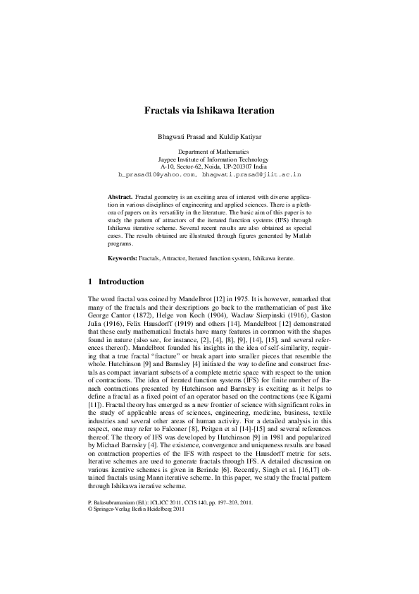 (PDF) Fractals via Ishikawa Iteration