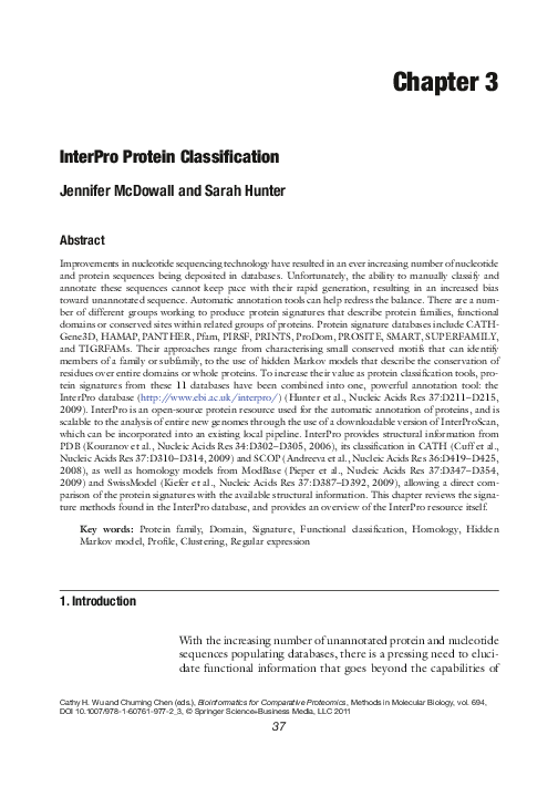 Pdf Interpro Protein Classification