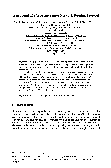 Pdf A Proposal Of A Wireless Sensor Network Routing Protocol