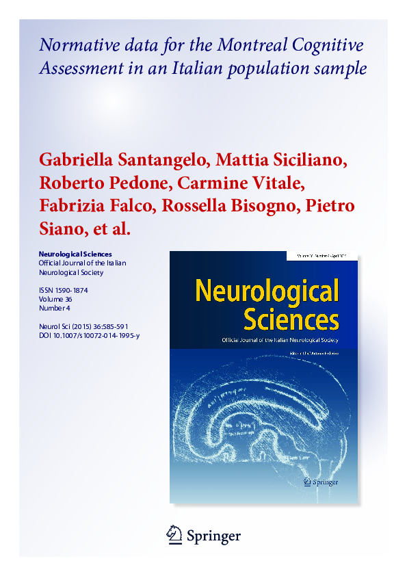 (PDF) Normative data for the Montreal Cognitive Assessment (MoCA) in a ...