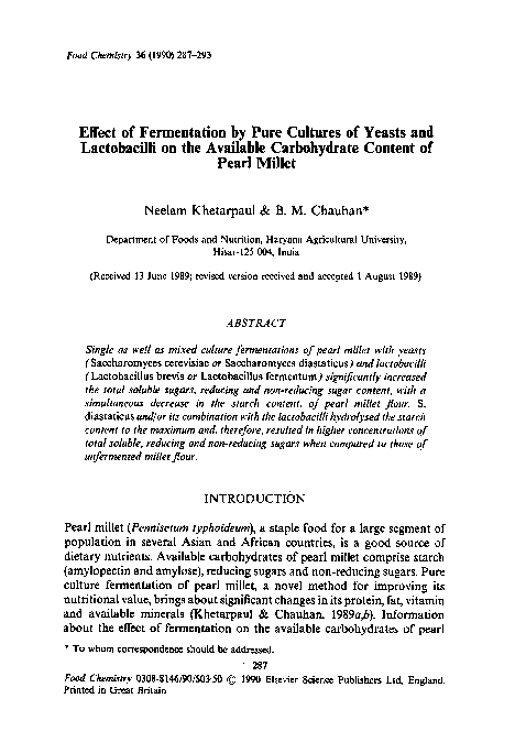 (PDF) Effect of fermentation by pure cultures of yeasts and ...