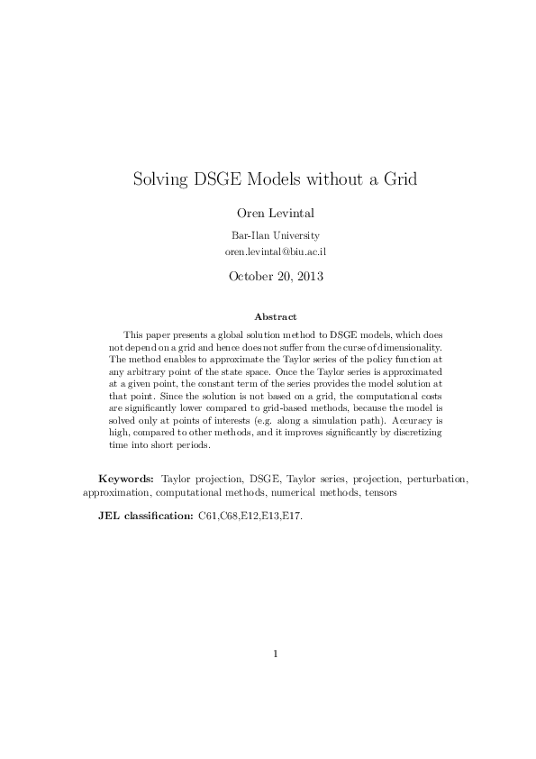 (PDF) Solving DSGE Models Without a Grid