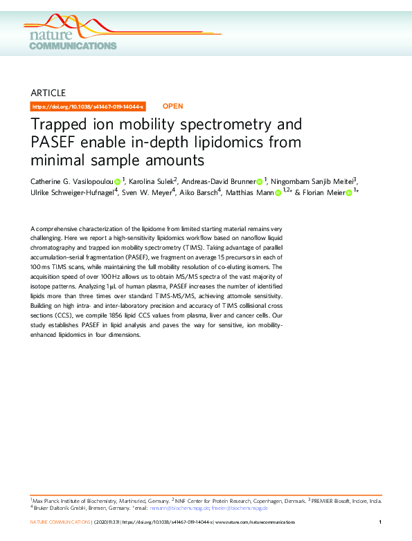 (PDF) Trapped ion mobility spectrometry and PASEF enable in-depth ...