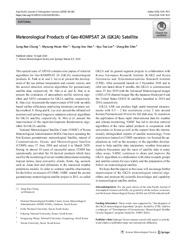 Pdf Meteorological Products Of Geo Kompsat 2a Gk2a Satellite