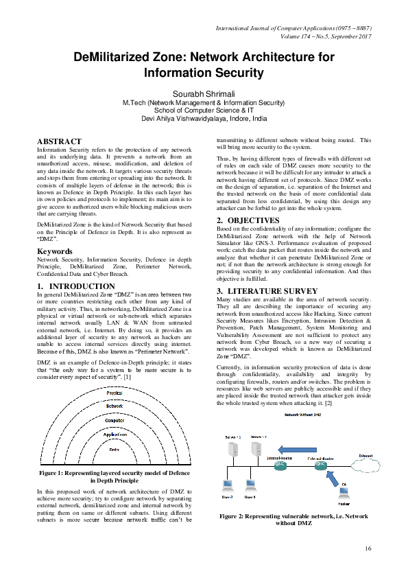 (PDF) DeMilitarized Zone: Network Architecture for Information Security