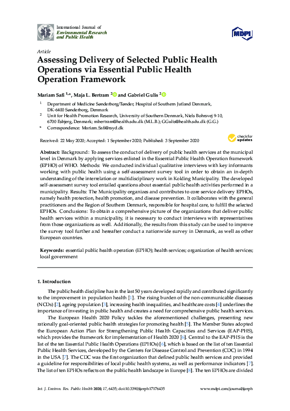 (PDF) Assessing Delivery of Selected Public Health Operations via ...