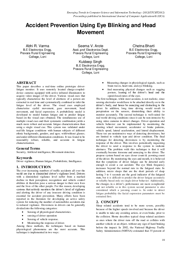 (PDF) Accident Prevention Using Eye Blinking and Head Movement | seema ...