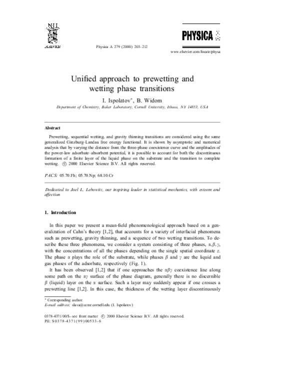 (PDF) Unified approach to prewetting and wetting phase transitions