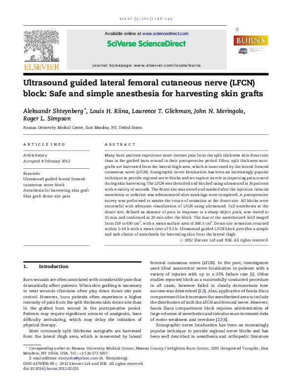 (PDF) Ultrasound guided lateral femoral cutaneous nerve (LFCN) block ...