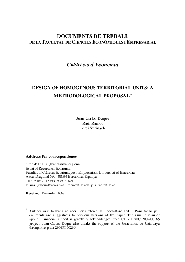 (PDF) Design of homogeneous territorial units: A methodological proposal