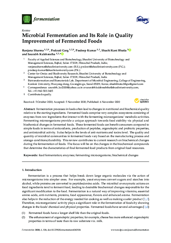 (PDF) Microbial Fermentation and Its Role in Quality Improvement of ...