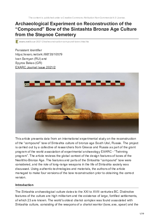 (PDF) Archaeological Experiment on Reconstruction of the “Compound” Bow ...