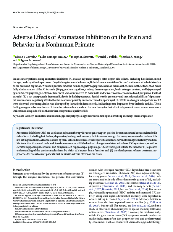 (PDF) Adverse effects of aromatase inhibition on the brain and behavior ...