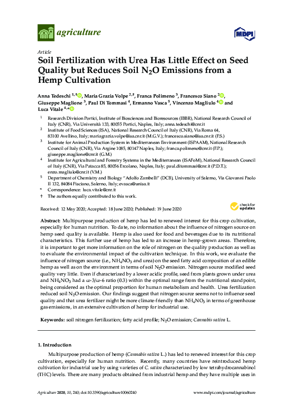 (PDF) Soil Fertilization with Urea Has Little Effect on Seed Quality ...