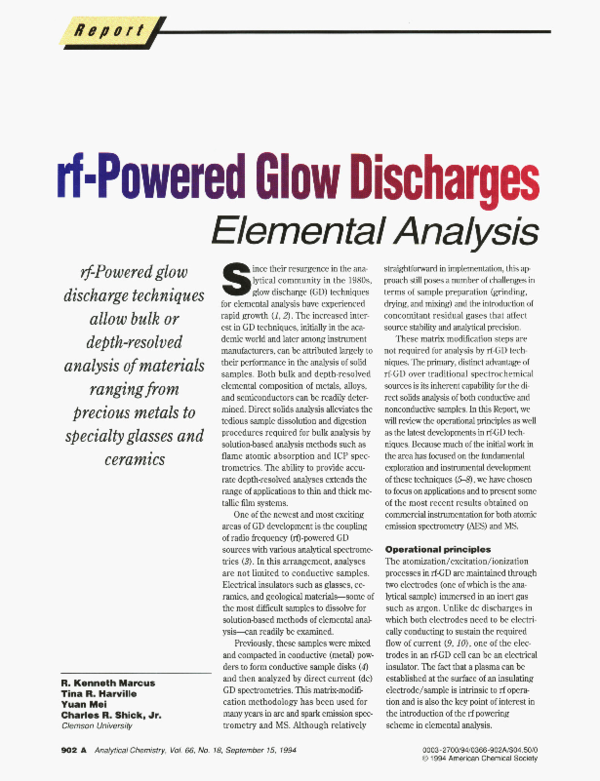 (PDF) rf-Powered glow discharges. Elemental analysis