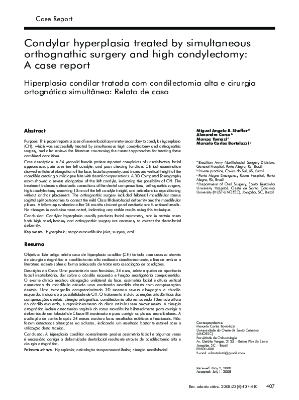 (PDF) Condylar hyperplasia treated by simultaneous orthognathic surgery ...