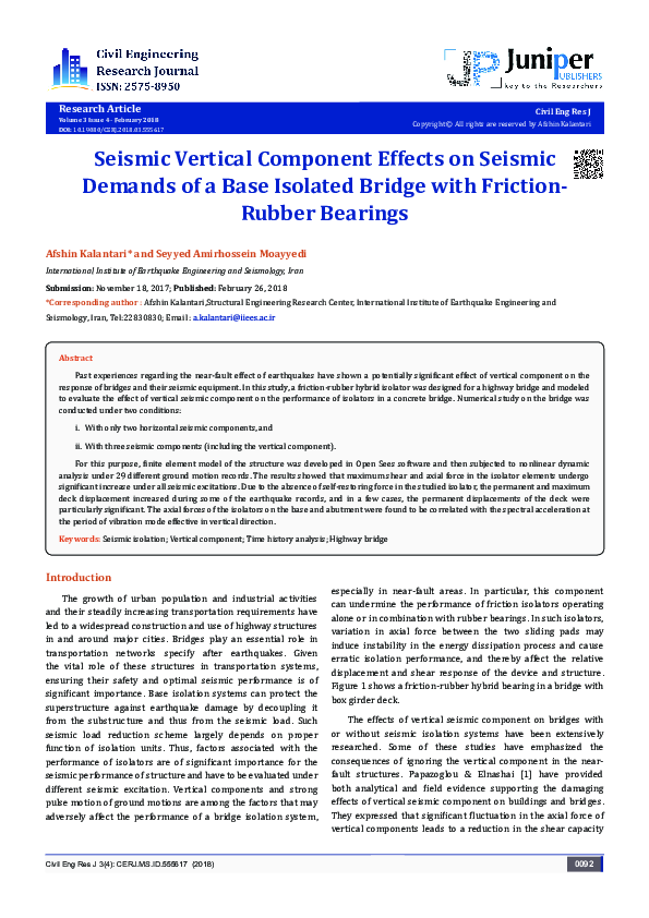(PDF) Seismic Vertical Component Effects on Seismic Demands of a Base ...