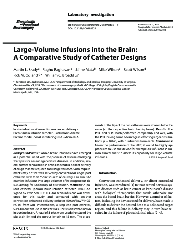 (PDF) Large-Volume Infusions into the Brain: A Comparative Study of ...