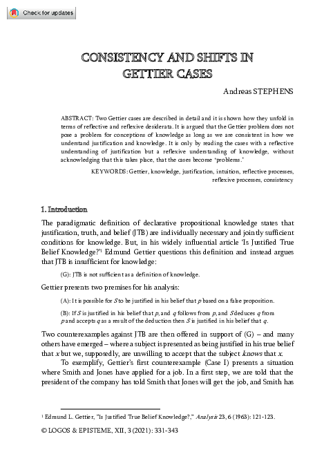 (PDF) Consistency and shifts in Gettier cases