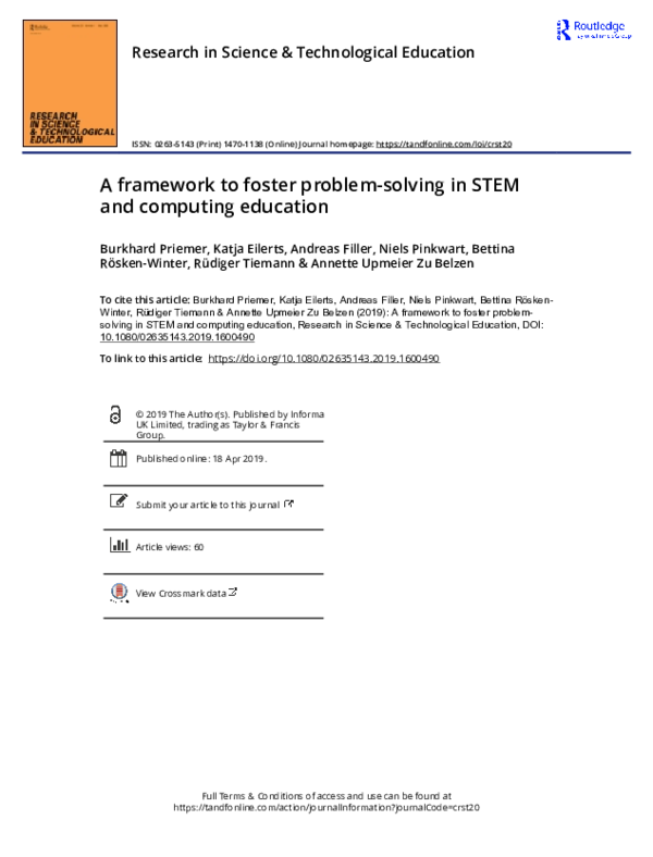 Pdf A Framework To Foster Problem Solving In Stem And Computing Education