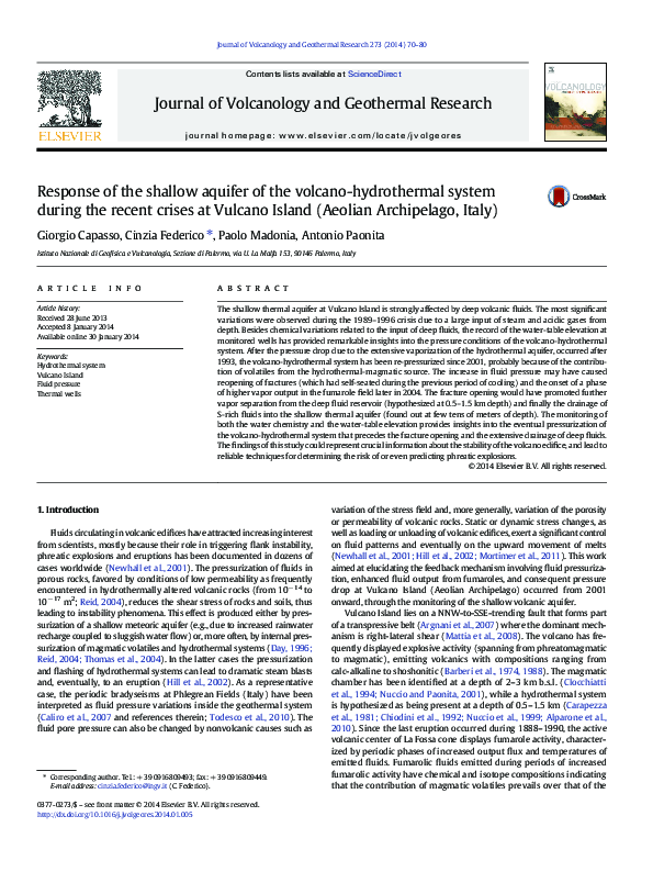 (PDF) Response of the shallow aquifer of the volcano-hydrothermal system during the recent ...
