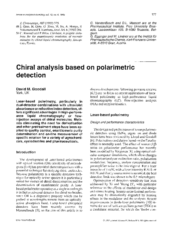 (PDF) Chiral analysis based on polarimetric detection