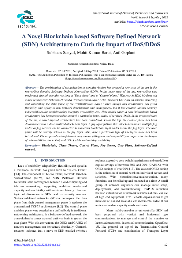 Pdf A Novel Blockchain Based Software Defined Network Sdn Architecture To Curb The Impact Of