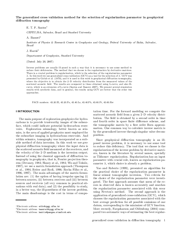 Pdf The Generalized Cross Validation Method For The Selection Of