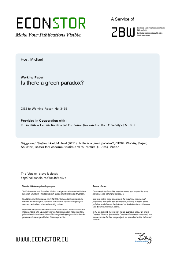 (PDF) Is there a Green Paradox?