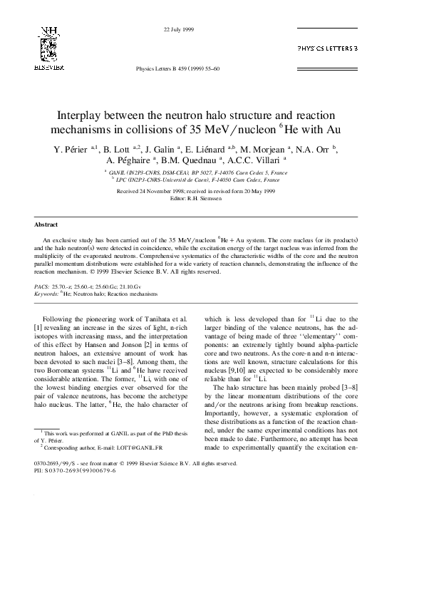 (PDF) Neutron Halo Structure in 35 MeV/n He+Au Collisions