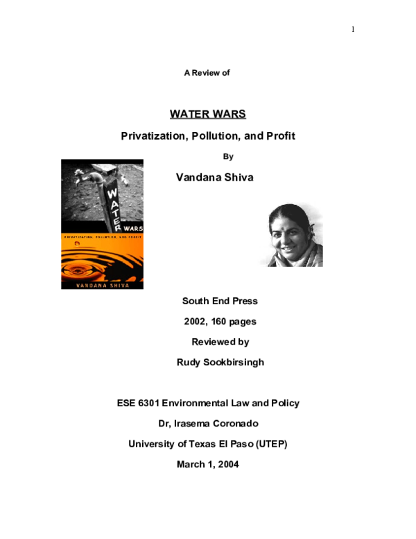 (DOC) Water Wars (Book Review)