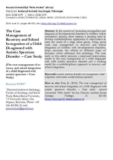 (PDF) The Case Management of Recovery and School Integration of a Child ...