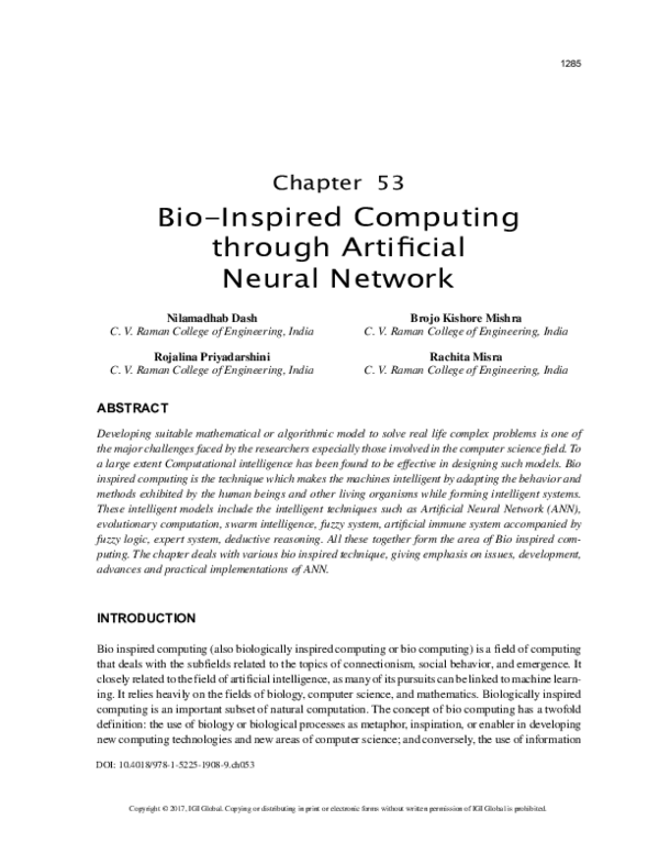 (PDF) Bio-Inspired Computing through Artificial Neural Network