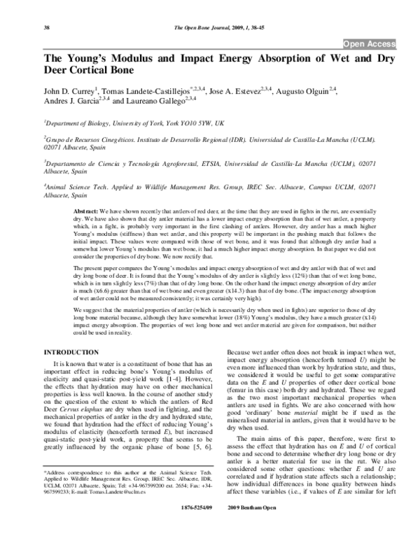 (PDF) The Young`s Modulus and Impact Energy Absorption of Wet and Dry ...