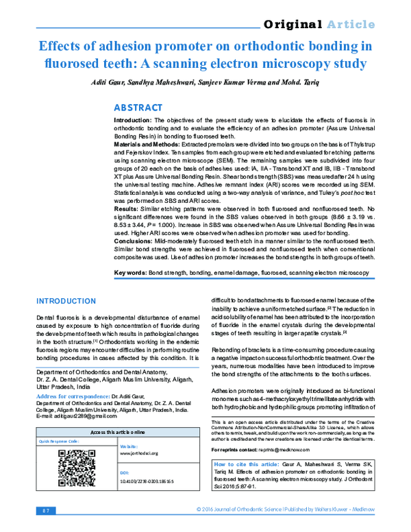 (PDF) Effects of adhesion promoter on orthodontic bonding in fluorosed ...