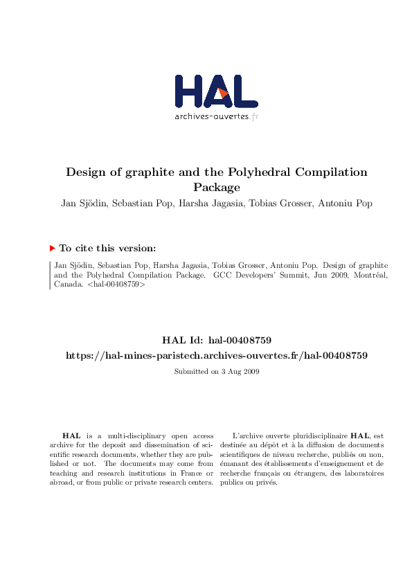 (PDF) Design of Graphite and the Polyhedral Compilation Package