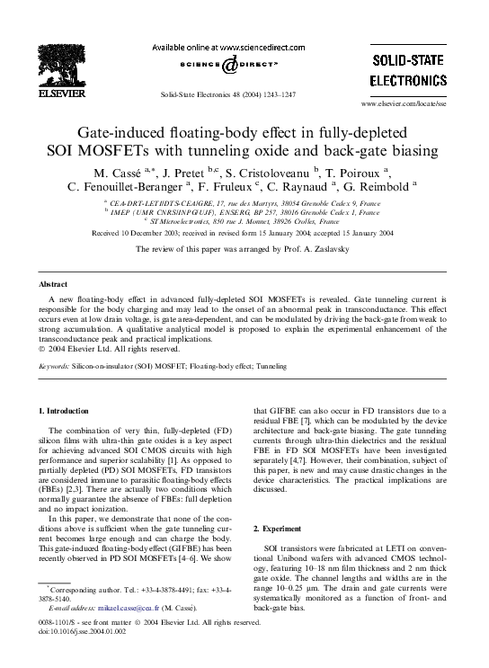 (PDF) Gate-induced floating-body effect in fully-depleted SOI MOSFETs with tunneling oxide and ...