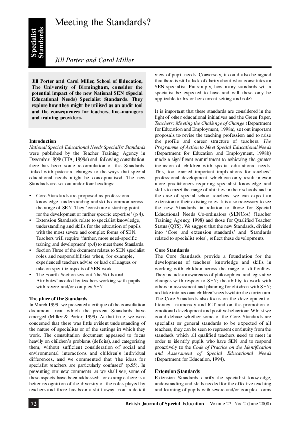 (PDF) Meeting the Standards?