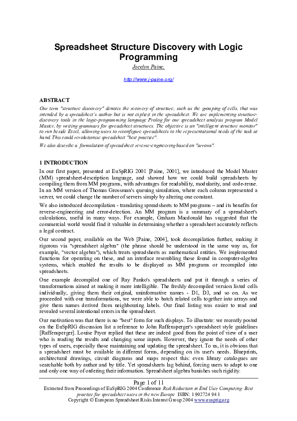 (PDF) Spreadsheet structure discovery with logic programming