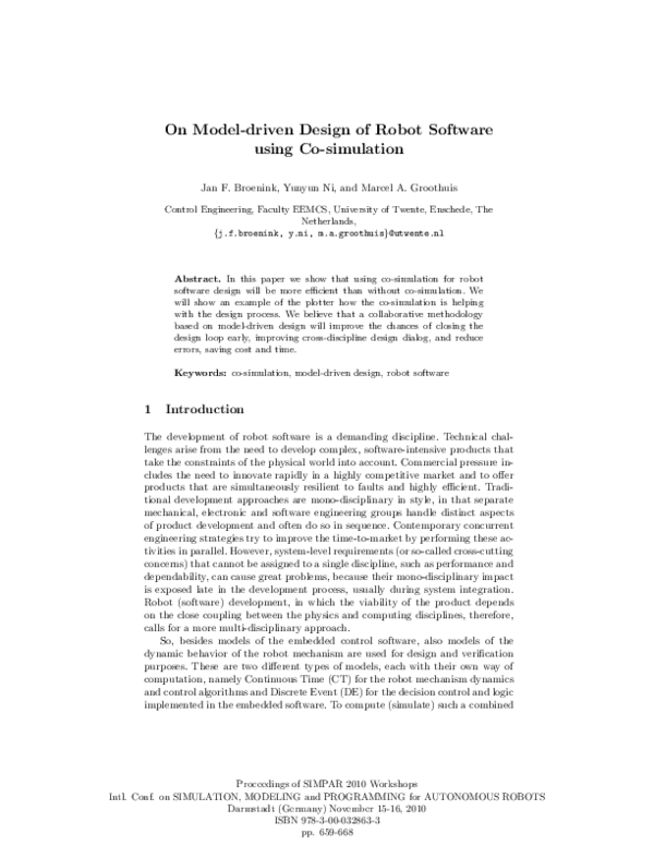 (PDF) On model-driven design of robot software using co-simulation ...