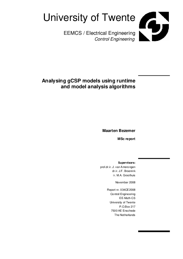 (PDF) Analysing gCSP Models Using Runtime and Model Analysis Algorithms