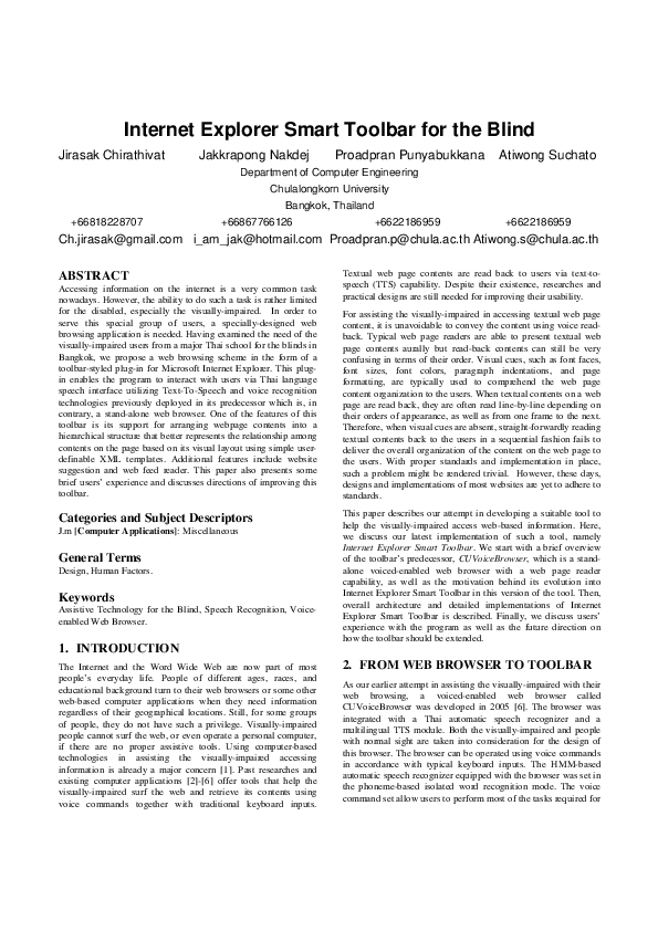 (PDF) Internet explorer smart toolbar for the blind