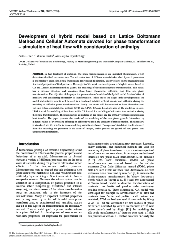 (PDF) Development of hybrid model based on Lattice Boltzmann Method and Cellular Automata ...