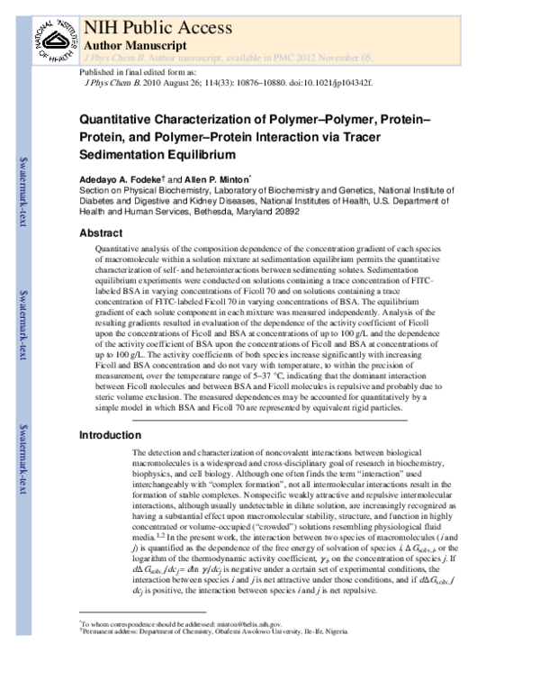(PDF) Quantitative Characterization of Polymer−Polymer, Protein−Protein ... (PDF) Quantitative Characterization of Polymer−Polymer, Protein−Protein ...