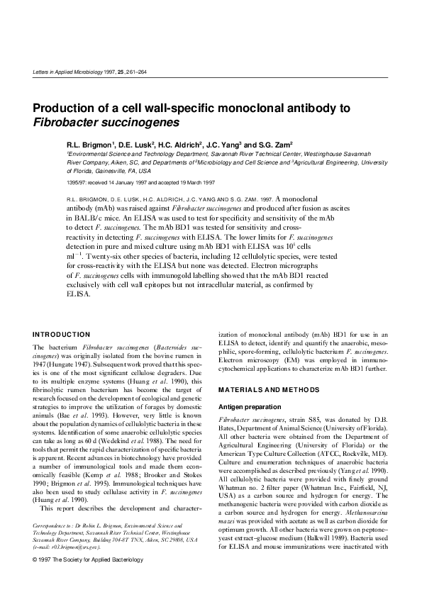 (PDF) Production of a cell wall-specific monoclonal antibody to ...
