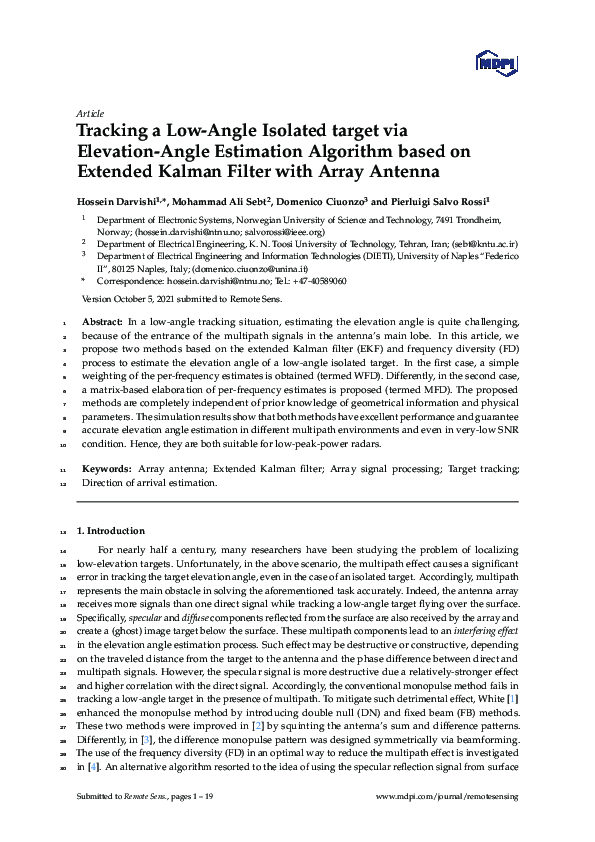 (PDF) Tracking a Low-Angle Isolated target via Elevation-Angle Estimation Algorithm based on ...