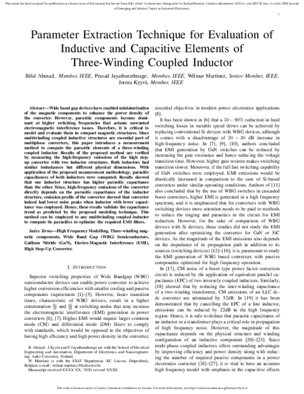 Pdf Parameter Extraction Technique For Evaluation Of Inductive And Capacitive Elements Of
