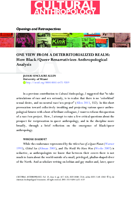 (PDF) One View from a Deterritorialized Realm: How Black/Queer ...