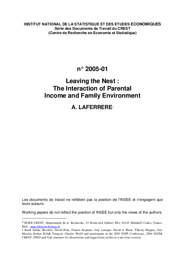 (PDF) INSTITUT NATIONAL DE LA STATISTIQUE ET DES ETUDES ECONOMIQUES Série des Documents de ...