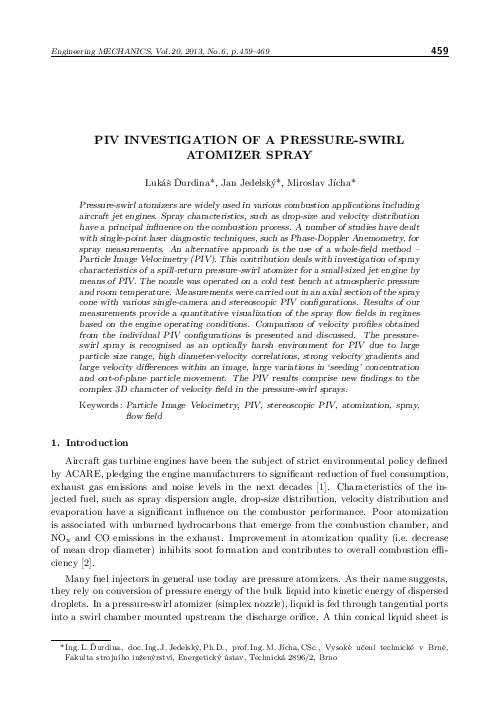 (PDF) Piv Investigation of a Pressure-Swirl Atomizer Spray